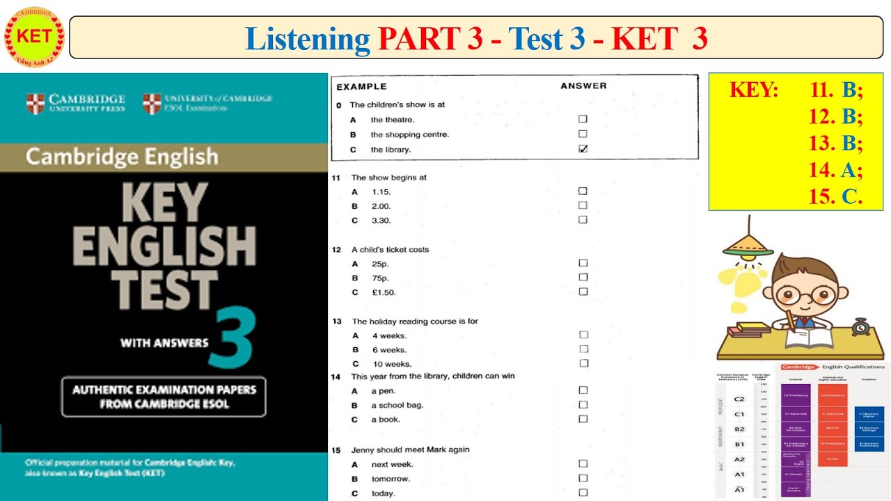 KET 3 Listening Part 3 Test 3 (Transcript + Key) - YouTube