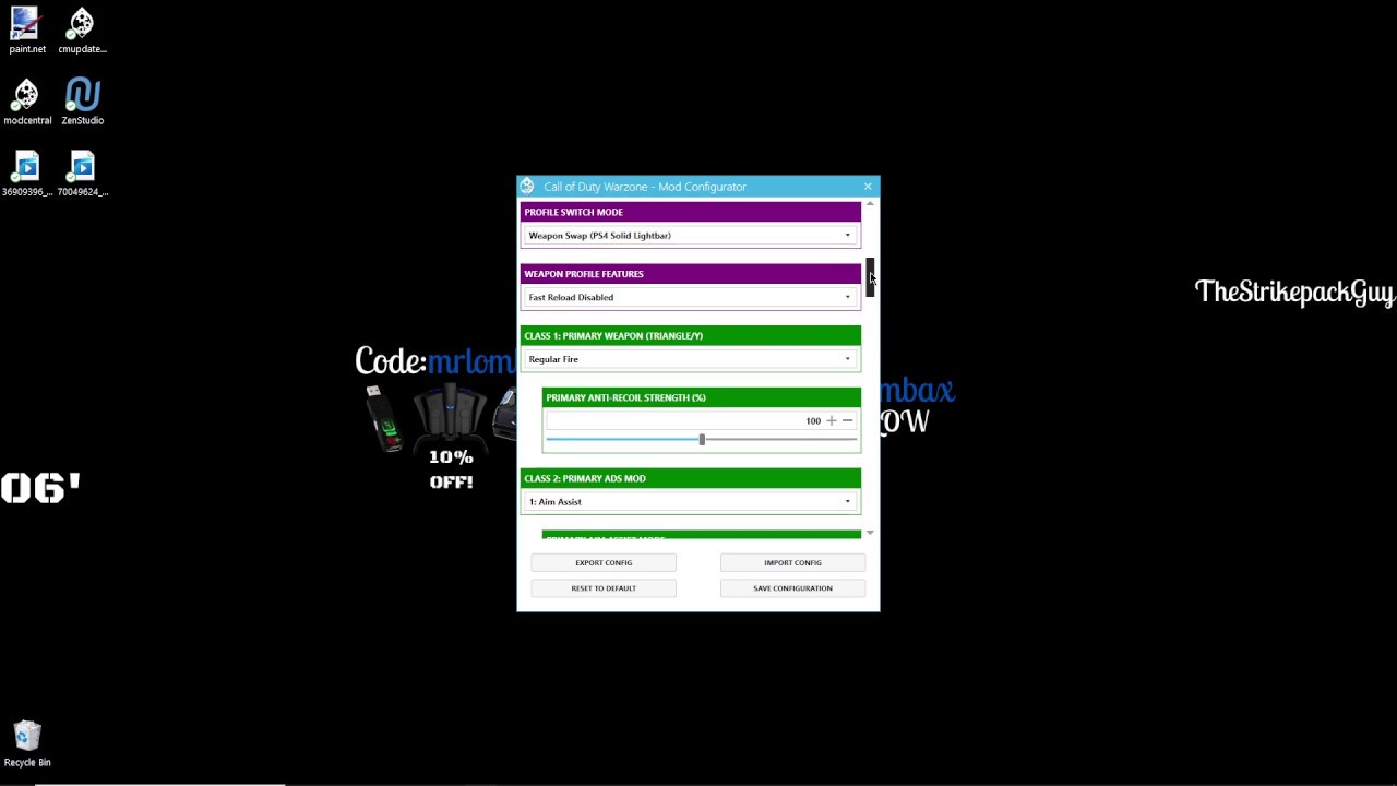 MY MW STRIKEPACK MOD PASS SETTINGS MULTIPLAYER/WARZONE - YouTube