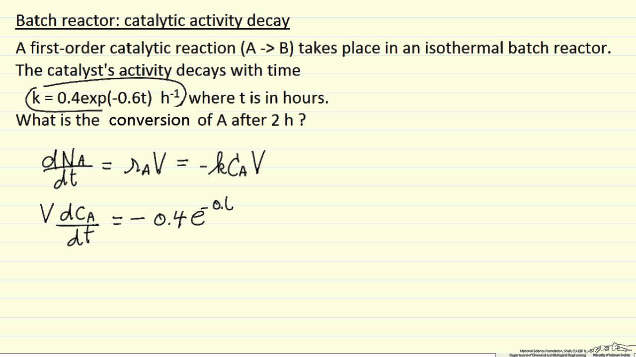 Batch Reactor: Catalytic Activity Decay - YouTube