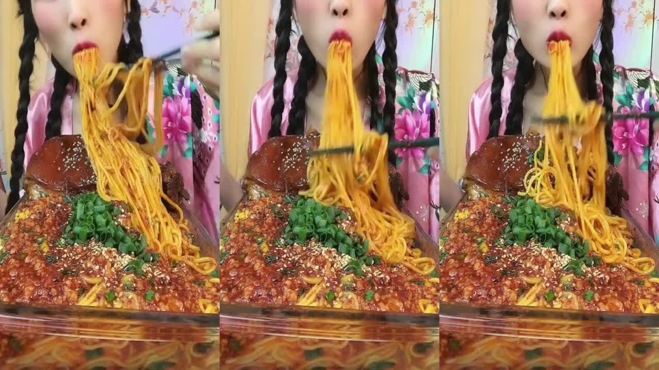 ASMR MUKBANG | Beef Sauce Noodles, Spicy Rice Steamed Pork and ...