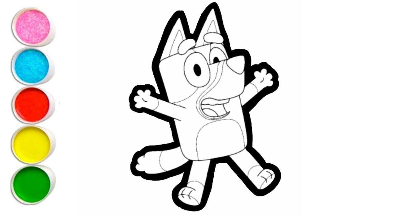 How to Draw Bluey Stretching Arms and Legs Jumping | Step-by-Step for ...