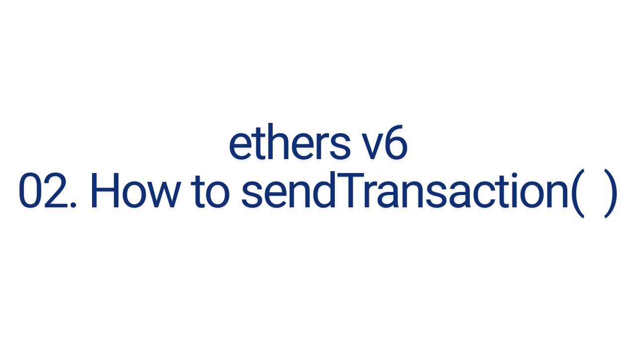 How to send Transaction in ethers V6 - YouTube