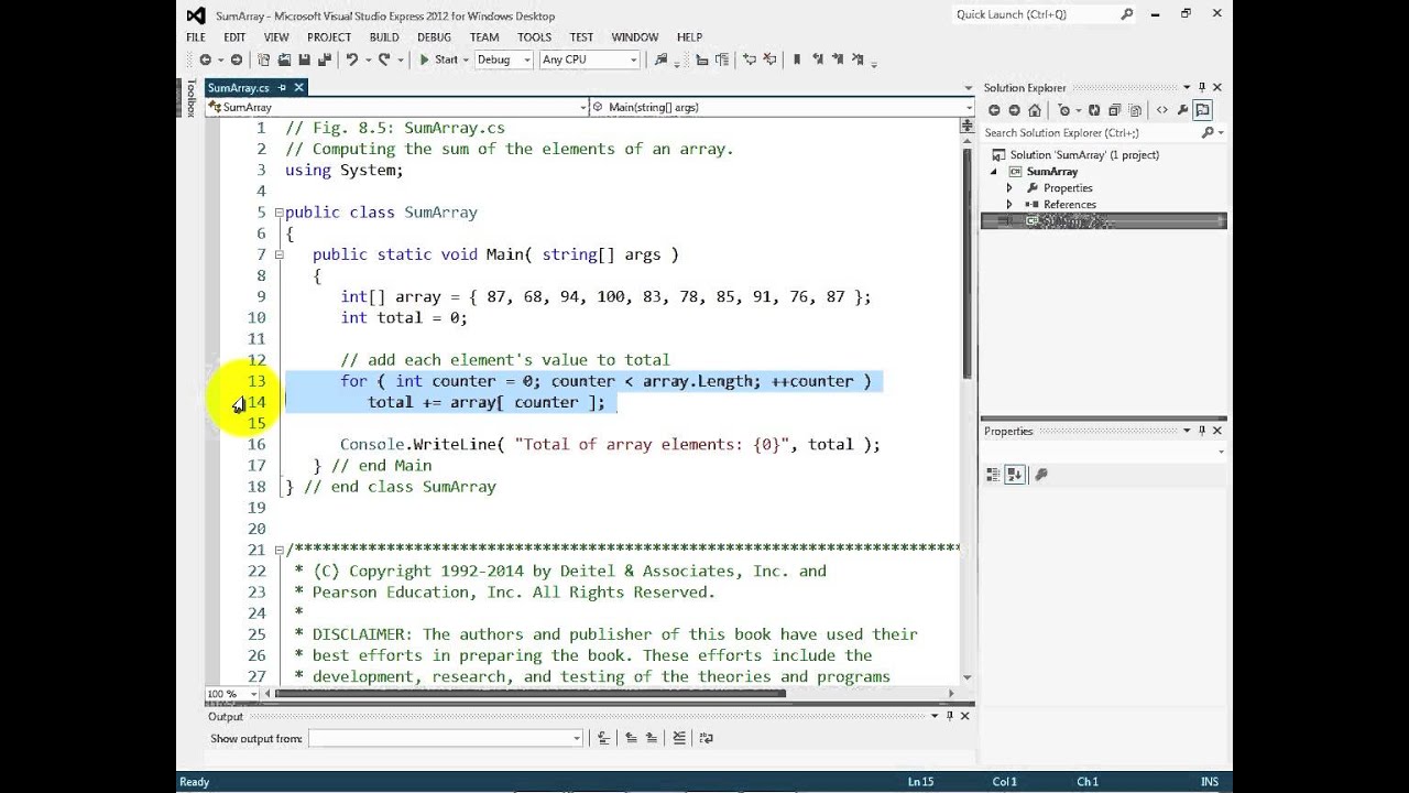 Lesson08 04 Summing The Elements Of An Array Youtube