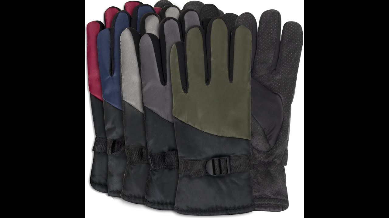 Adult Winter Color Block Gloves - 5 Assorted Colors - YouTube