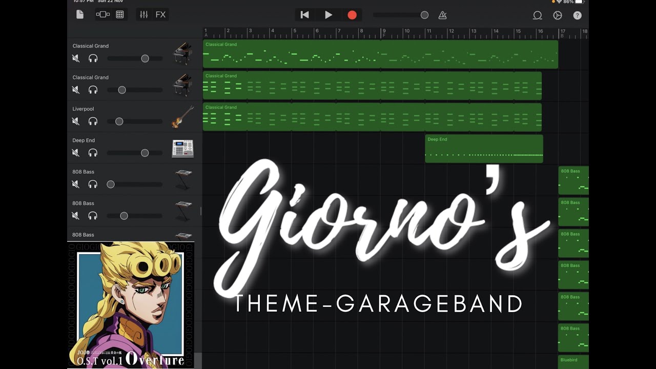 Giorno’s theme on GarageBand ||GAMBOXIC PLAYS || GarageBand ep01 ...