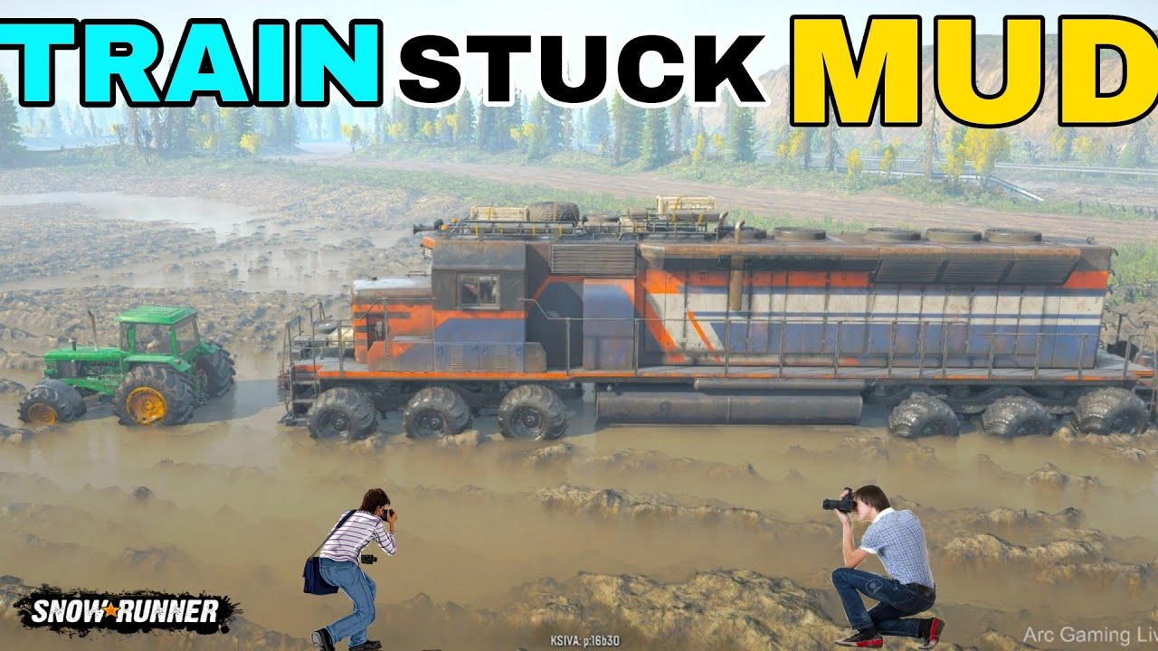 TRAIN STUCK IN MUD - TRACTOR RESCUING TRAIN FROM MUD | SNOWRUNNER HINDI ...