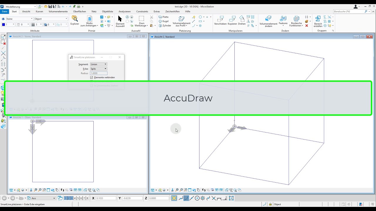 Arbeiten mit AccuDraw - YouTube