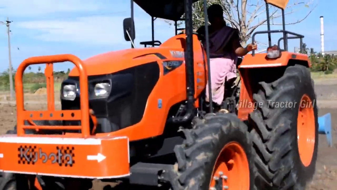 village tractor girl | Kubota MU5501 4WD tractor | Lady Driving Tractor ...