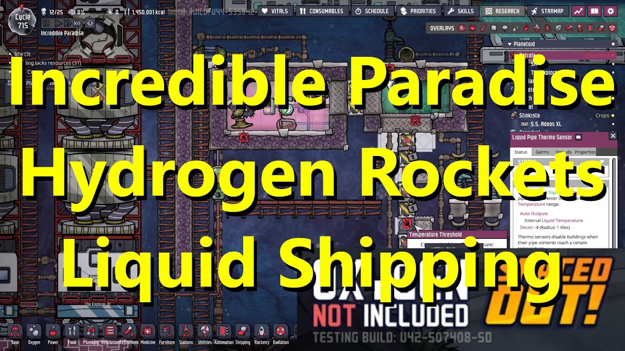 Hydrogen Rockets Liquid Shipping Incredible Paradise Ep 21 Oxygen Not Included Playthrough - YouTube