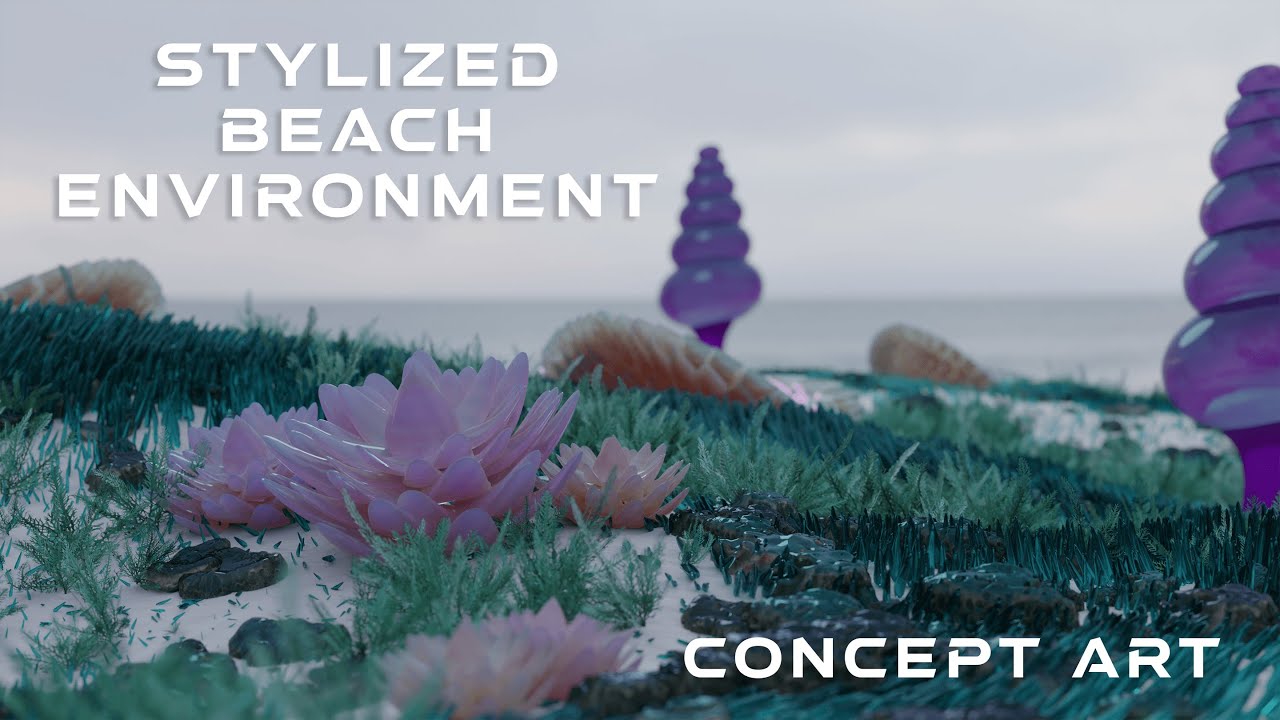 Stylized beach environment in an Alien planet concept art #blender # ...