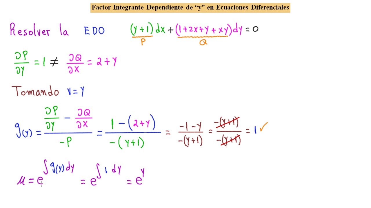 Aprende Rápido y Fácil a Calcular El Factor Integrante "y" en una ...