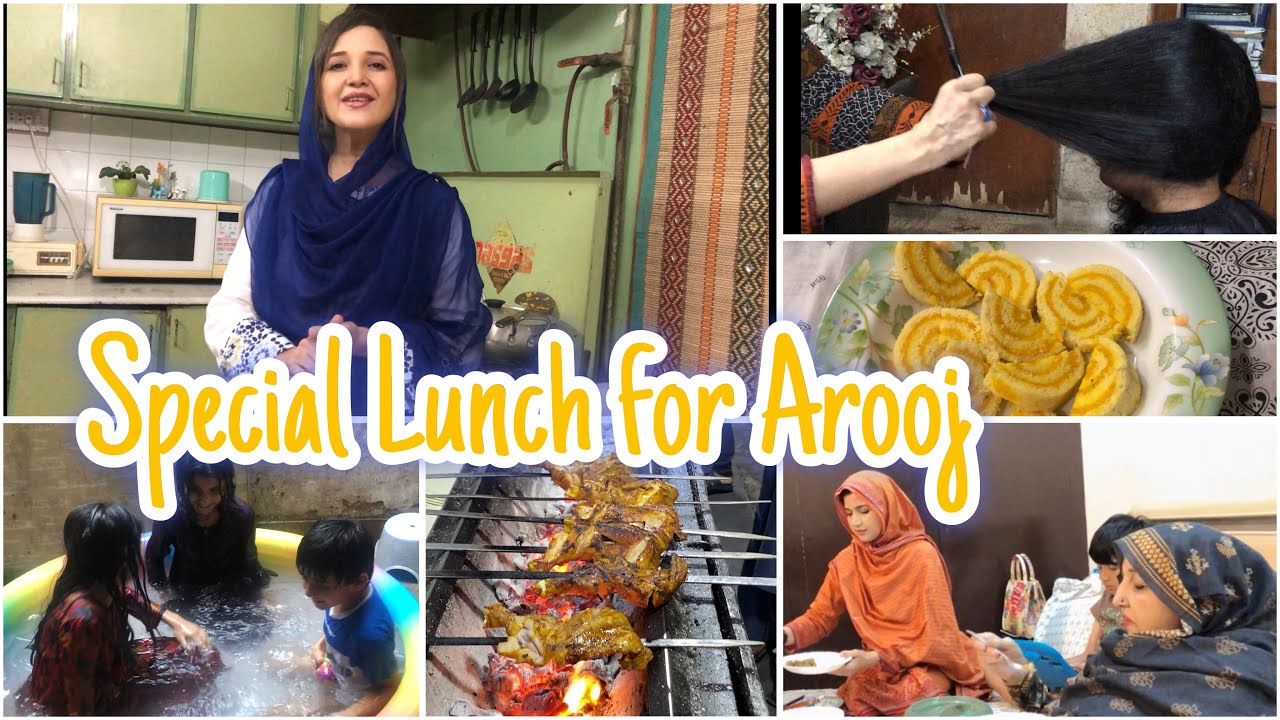 Arooj ki dawat || Special Suhanjna recipe || Feather haircut - YouTube