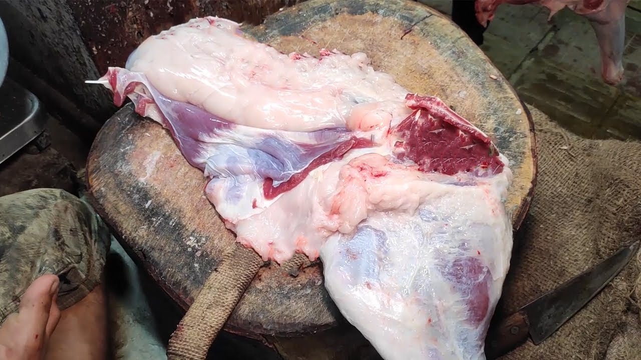 Incredible Big Goat Meat Cutting Skills Live In Mutton Market | Mutton ...