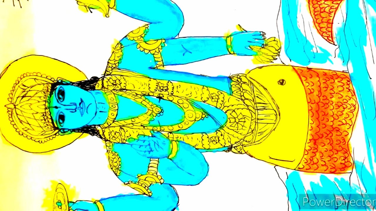 How to draw Lord Vishnu Matsya Avatar easy for beginners - YouTube