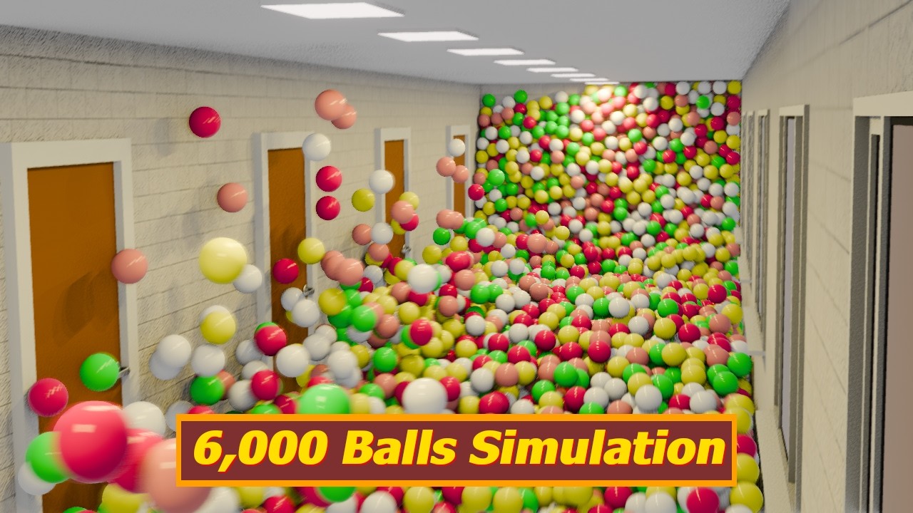 Balls on corridor 3D simulation L2 - YouTube