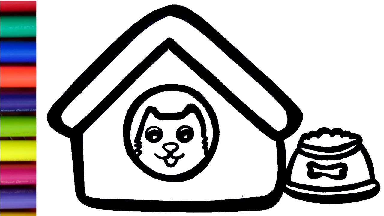 Dog House Drawing, Colouring, Painting for Toddlers, Child, Kid's ...