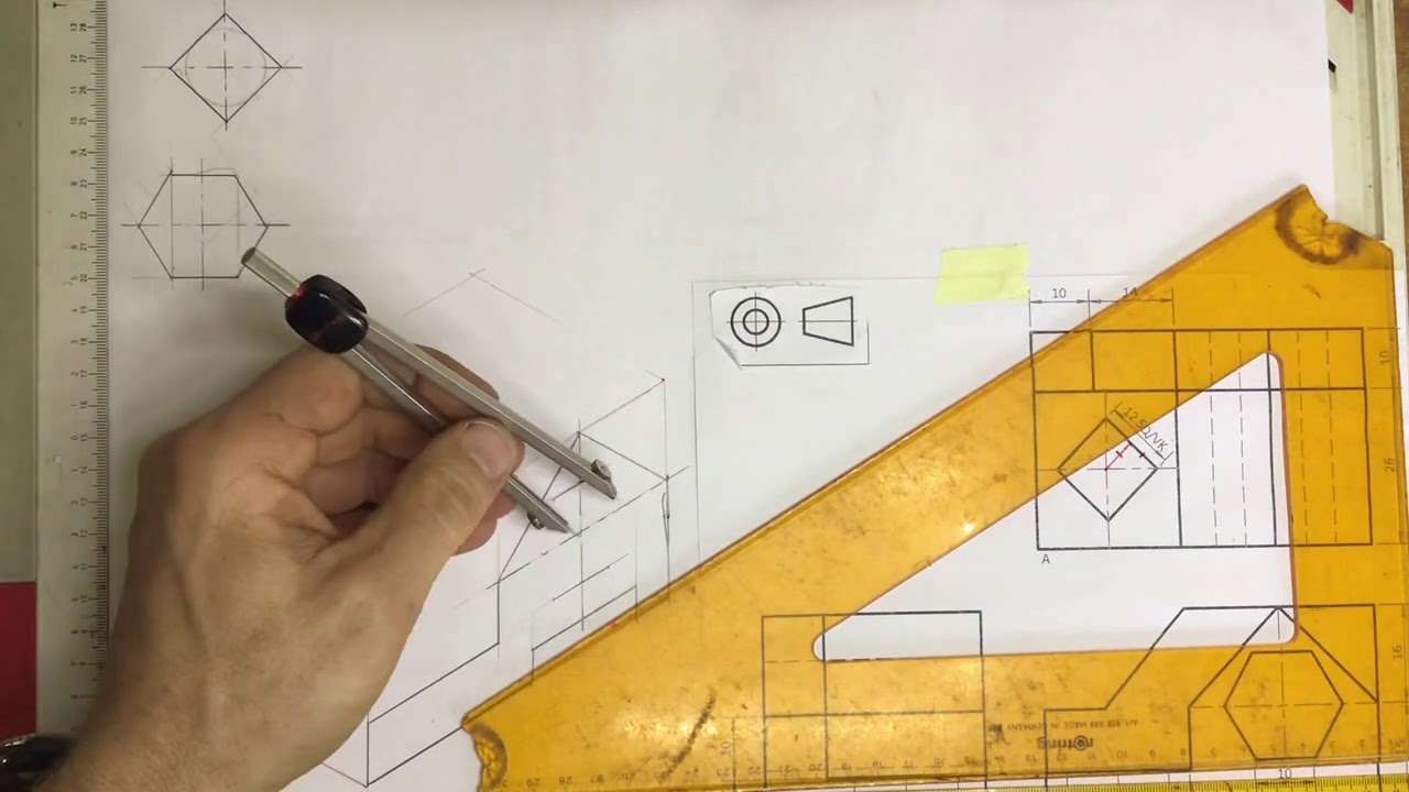 Isometric drawing of hexagonal hole and square hole - YouTube