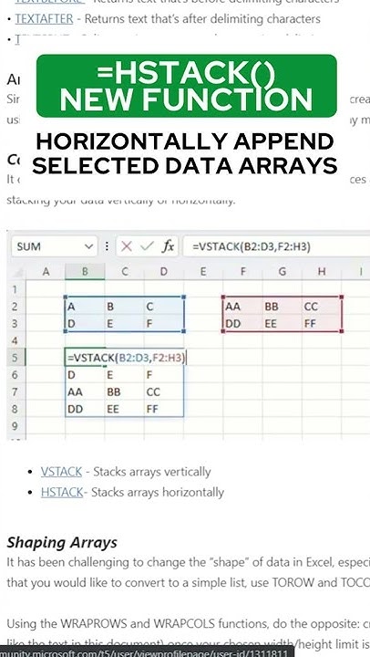 New Excel Functions 2022 VSTACK and HSTACK - YouTube