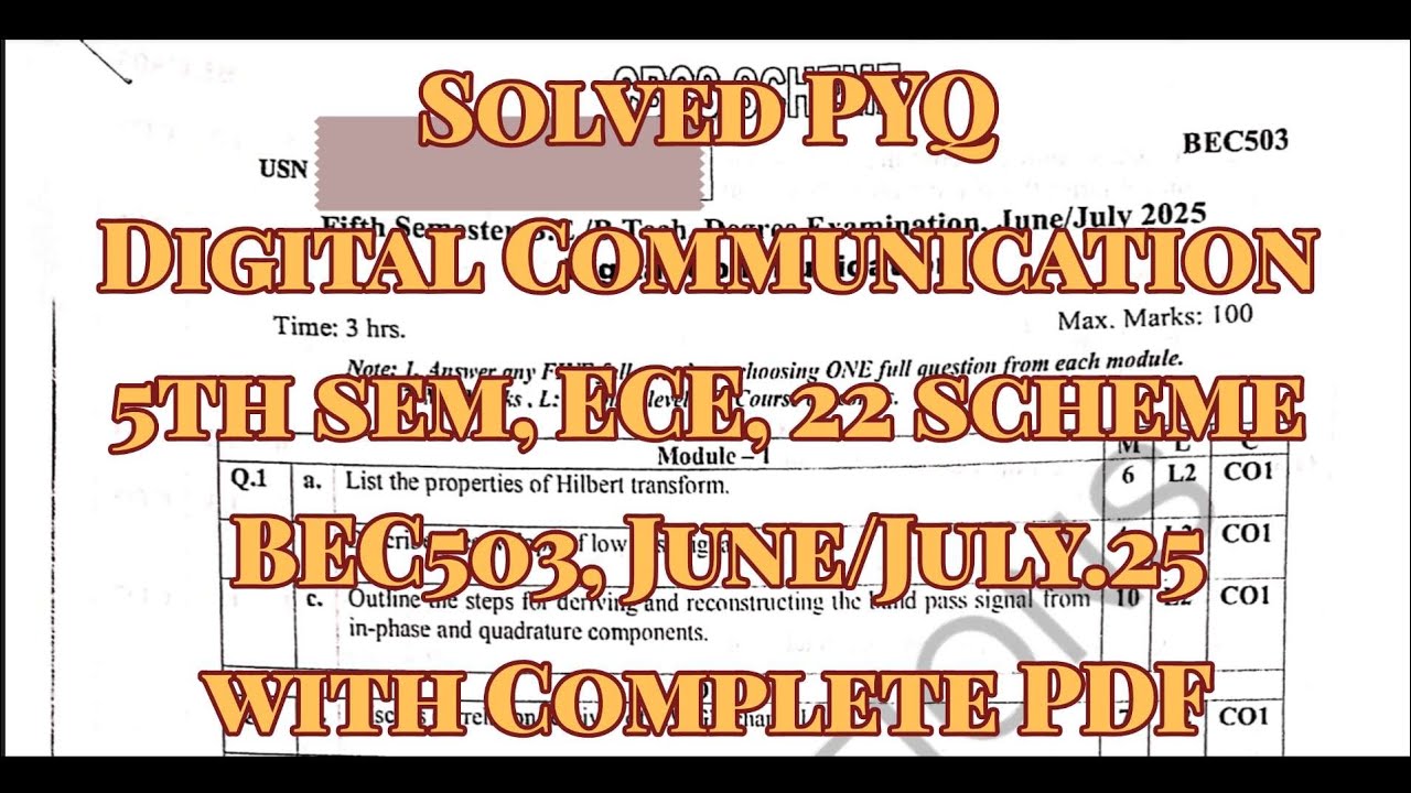 Digital Communication, solved pyq, June/July.25, ECE, BEC503, 22 scheme ...