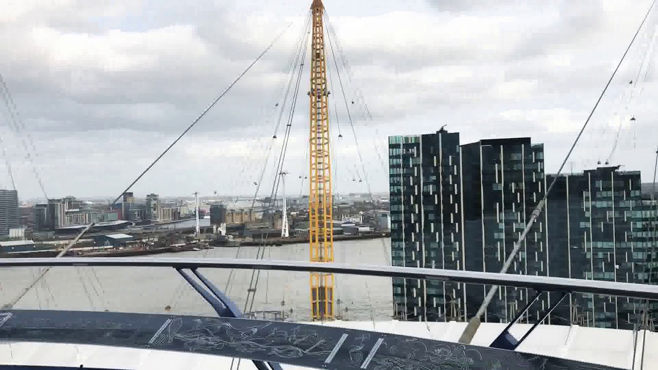 Top of the O2 London, very high wind! February 2020 - YouTube