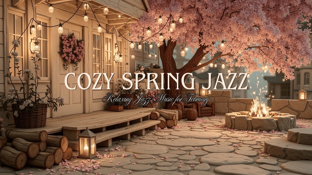 Cozy Spring Jazz & Fireplace Ambiance | Relaxing Jazz Music for ...