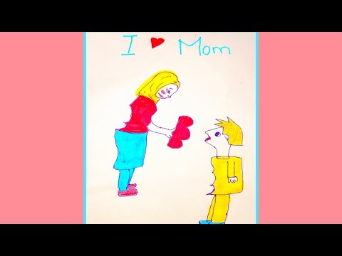 I ️ MOM drawing easy and simple |step by step |by simple drawing corner ...