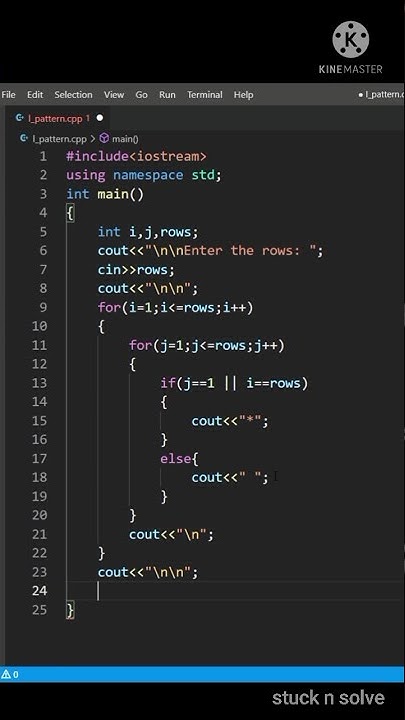 C++ program to print the letter L star pattern ,whose size depends upon input| #shorts #coding # ...