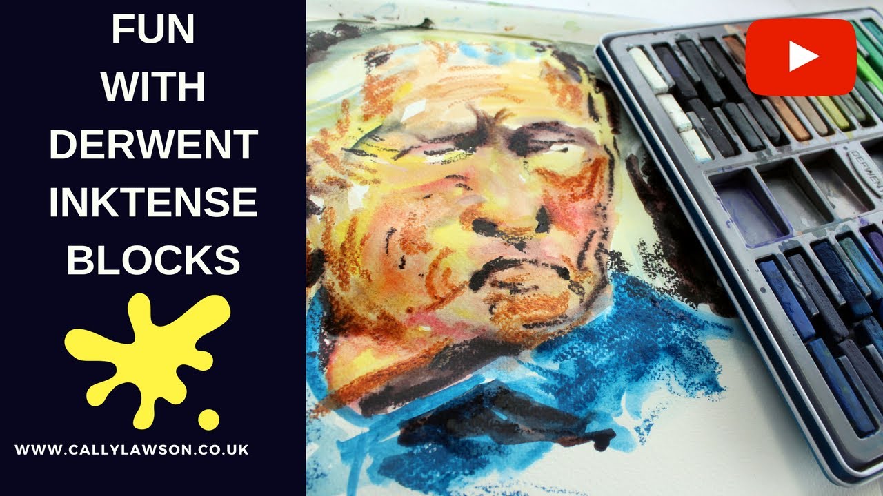 Derwent inktense blocks - expressive portrait painting - YouTube
