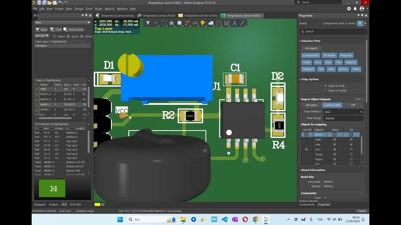 Altium Designer ile Sıcaklık Sensörü Tasarımı -7 Yol Çizimlerinin ...