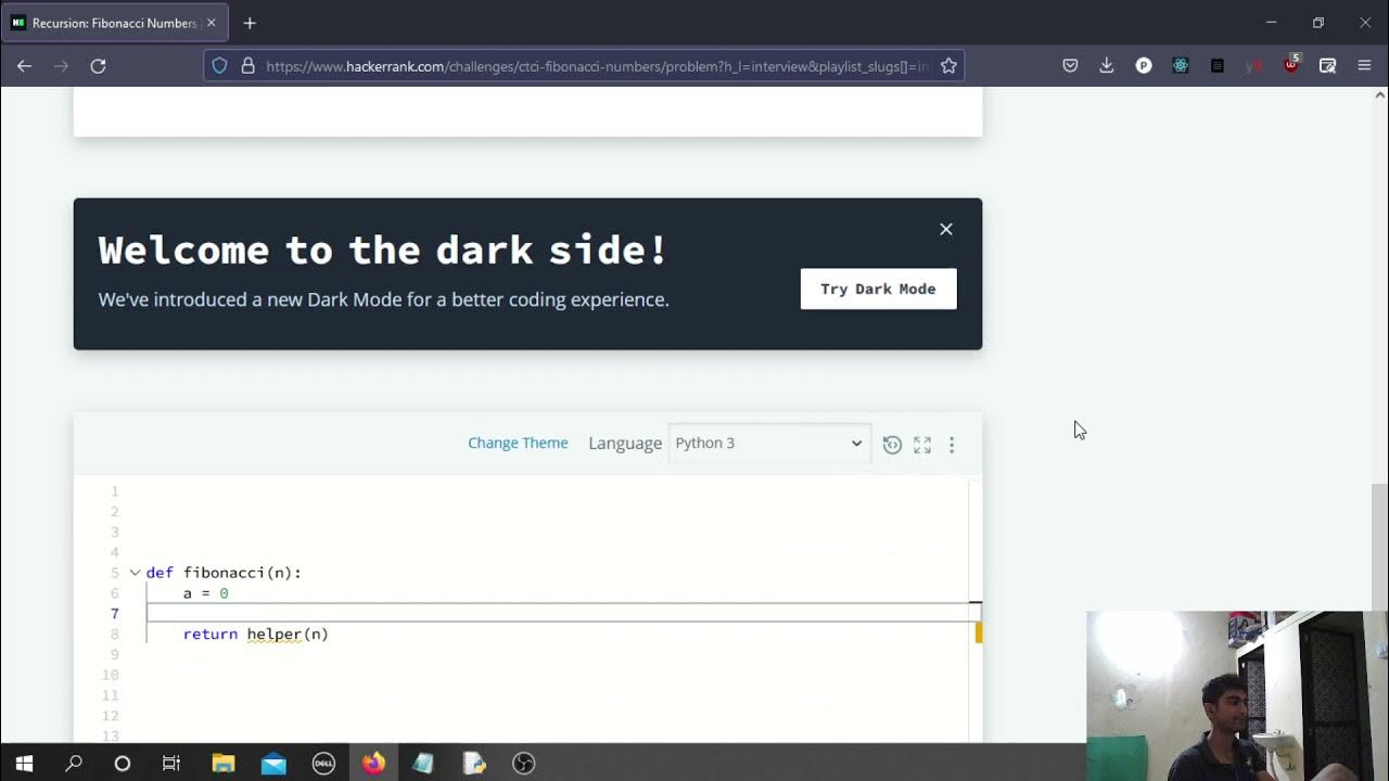 Hackerrank Recursion Fibonacci Numbers Youtube
