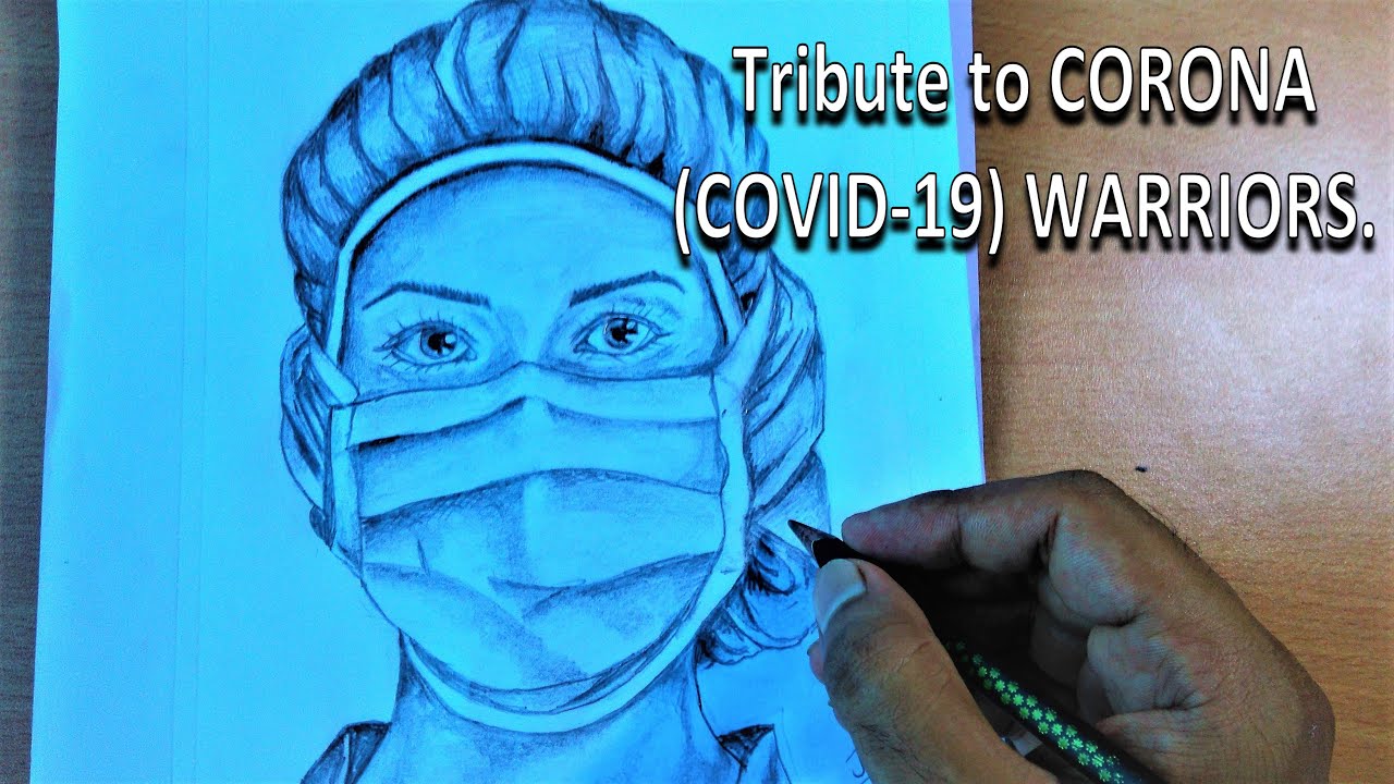 How to Draw a Doctor with Mask \\ PENCIL SKETCH \\ Tribute to CORONA ...