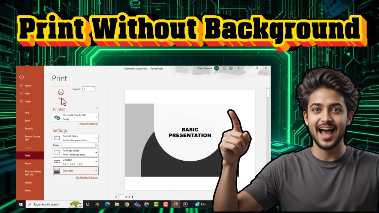 How To Print PowerPoint Slides Without Slide Background Design Color ...