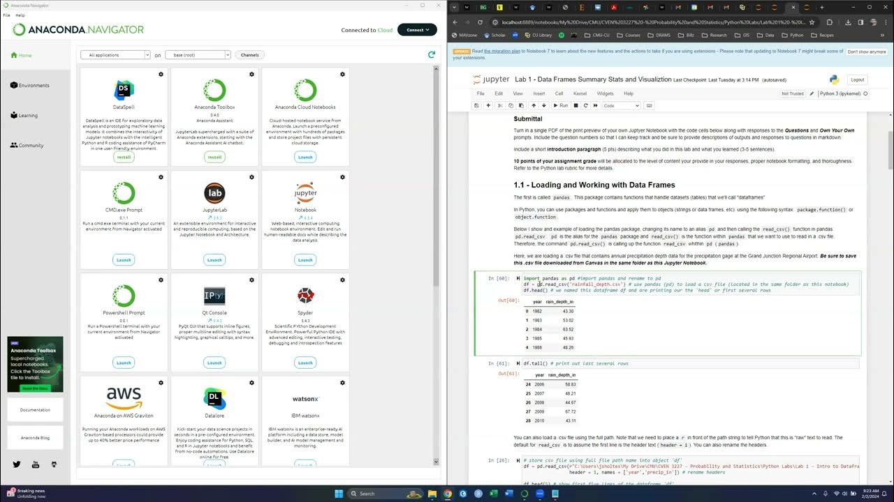 Prob And Stats Python Lab 1 Part 1 Dataframes In Pandas And Visualization With Matplotlib