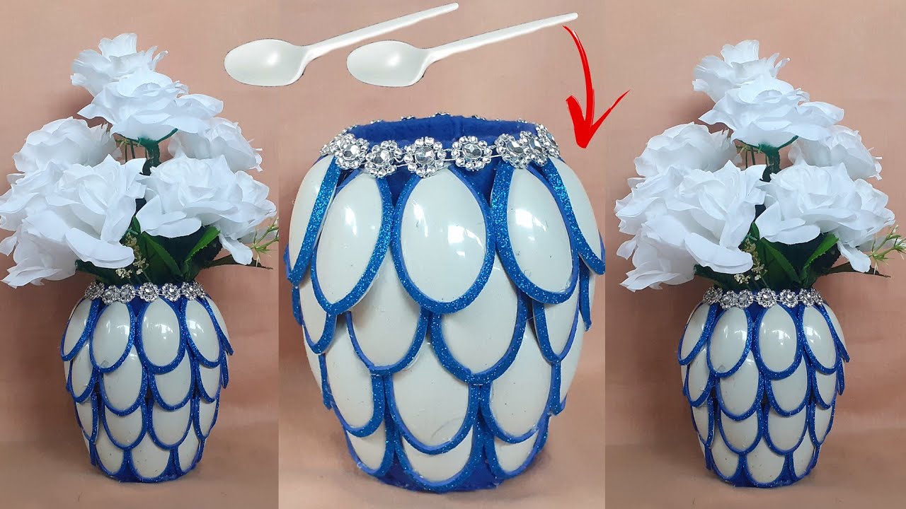 Vas Bunga dari Sendok Plastik || Kerajinan dari Sendok Plastik || Spoon Craft - YouTube