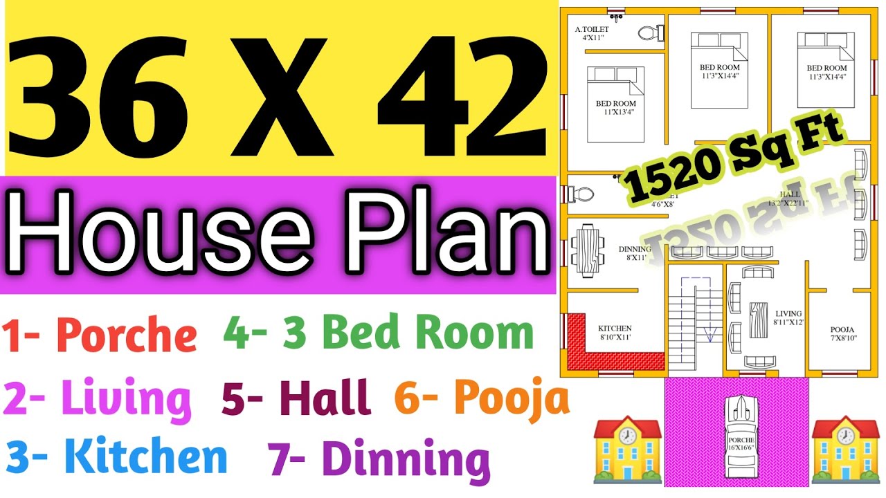 36 X 42 House Plan || 36 X 42 House Design || 36 X 42 Ghar Ka Naksha ...