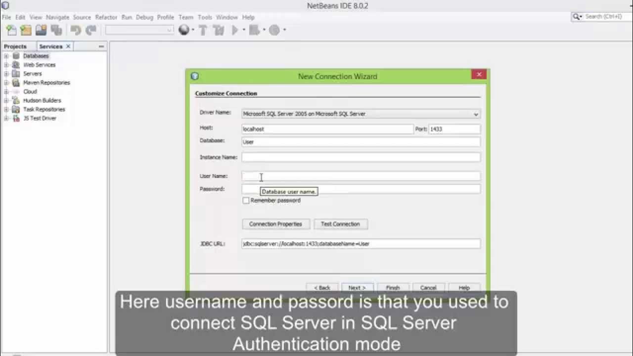 Connect SQL Server 2012 with Netbeans (with english subtitle) - YouTube