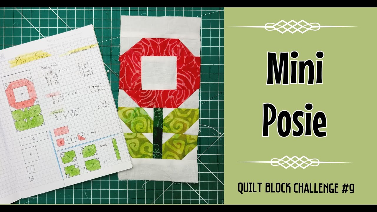 Quilt block challenge #9 - Mini Posie Block - YouTube
