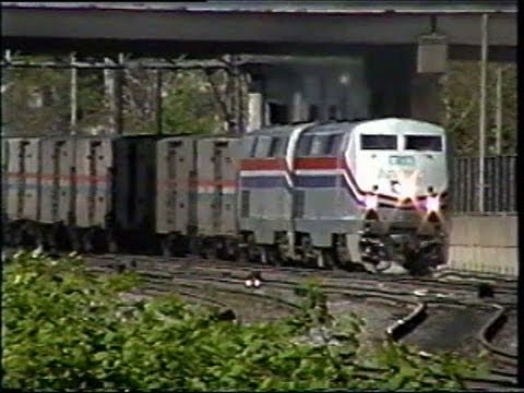 Amtrak Three Rivers and Pennsylvanian in Altoona, PA - May 1999 - YouTube