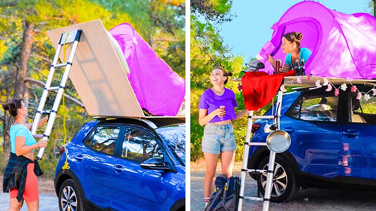 CAMP WITH A CAR! SMART IDEAS TO USE YOUR TRANSPORT IN A TRIP || AUTO ...