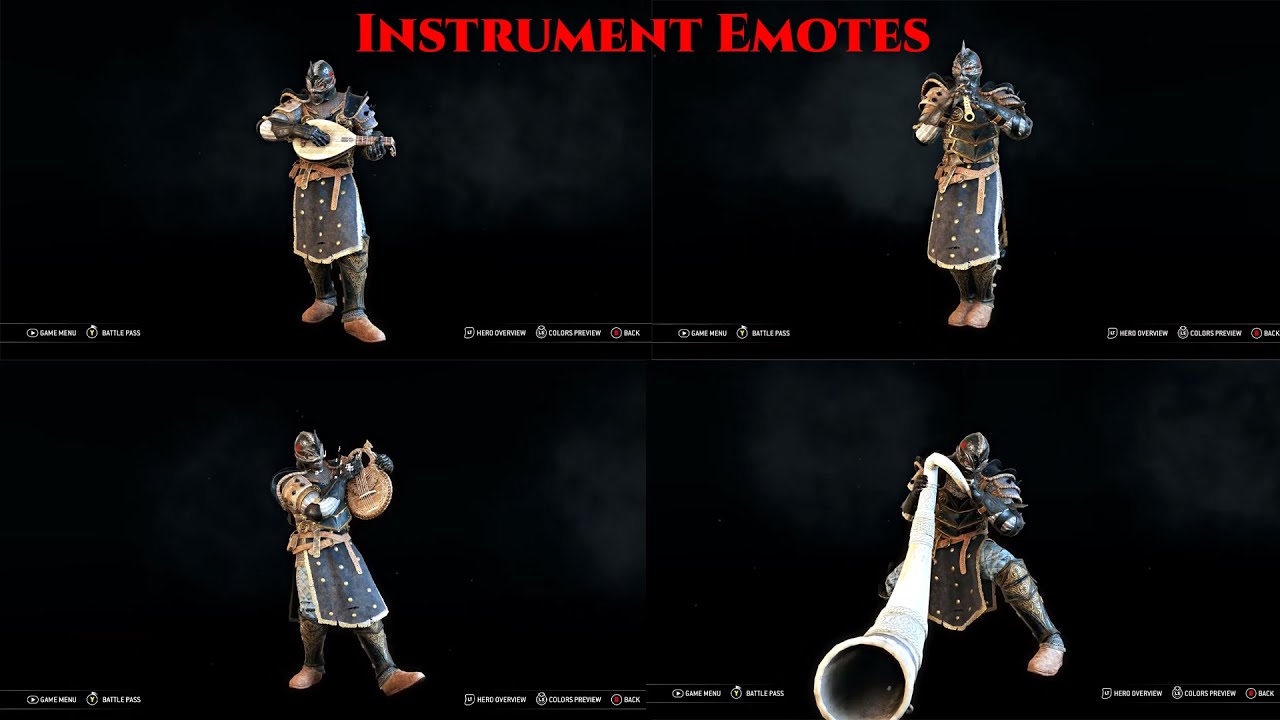 [For Honor] Bard's Lute/Bard's Flute/Bard's Hapr/Bard's Horn Emotes Ft ...