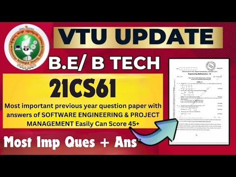 21CS61 Most important previous year Qp of SOFTWARE ENGINEERING #vtu # ...