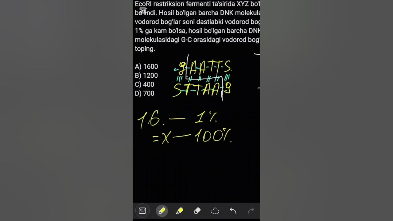 EcoRI fermenti va DNK ga bog'liq masalaning yechimi | Biologiya - YouTube