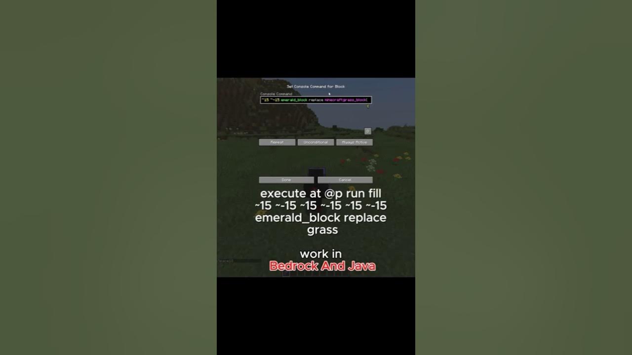 Minecraft crazy command execute at @p run fill ~15 ~15 ~15 ~15 ~15 ~15 ...