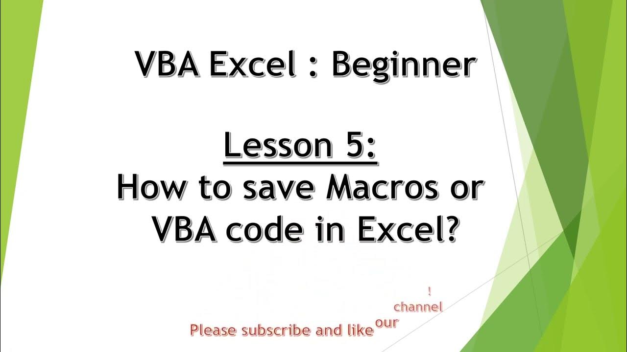 Excel Vba Lesson 5 How To Save Macro Or Vba Code In Excel Youtube