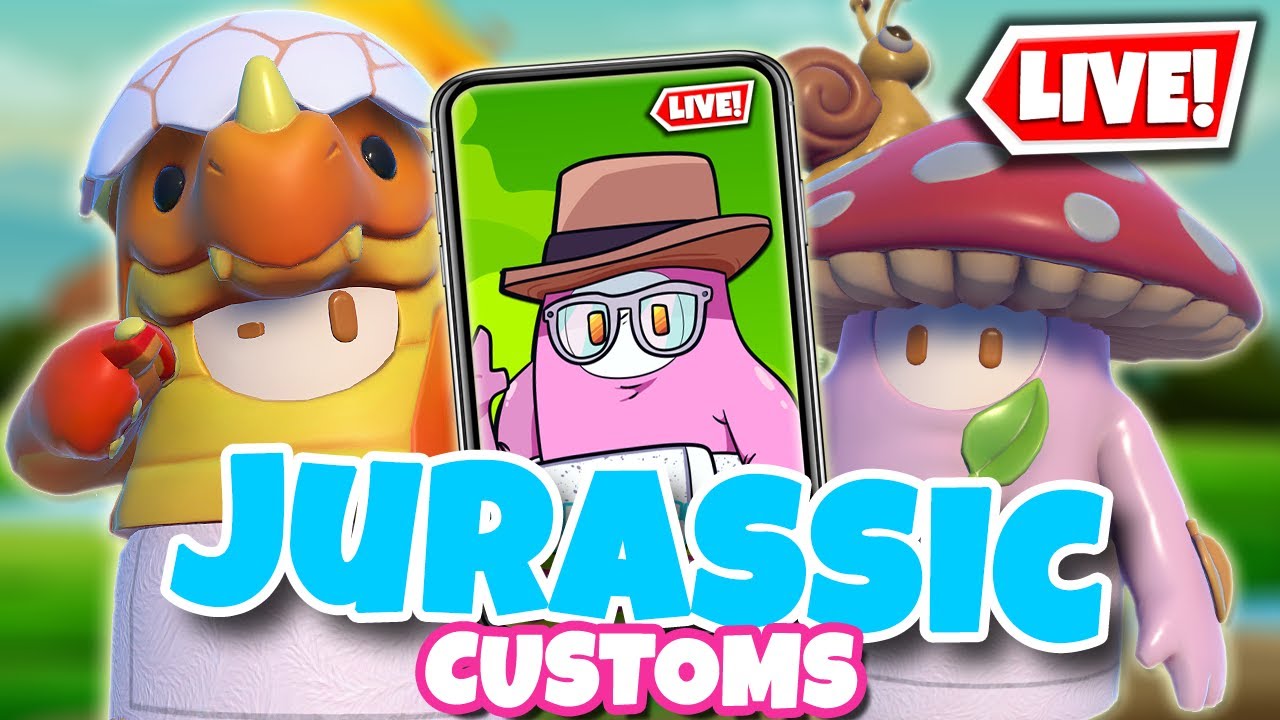FALL GUYS JURASSIC BATTLE WARZ CUSTOMS DINO 🟧 Vs 🟪 MUSHROOM | WINNER ...