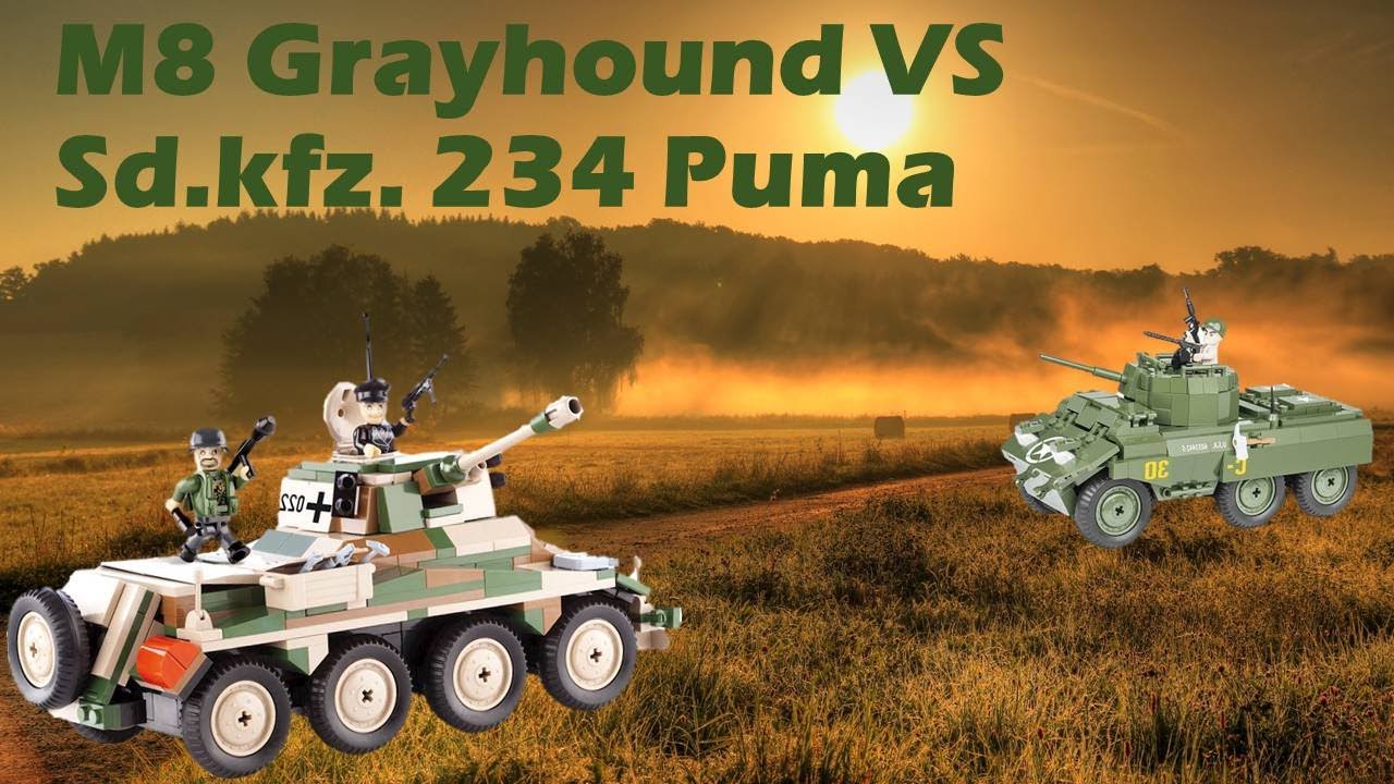 Lego/Cobi M8 Grayhound VS Sd.kfz. Puma World War II Animation - YouTube