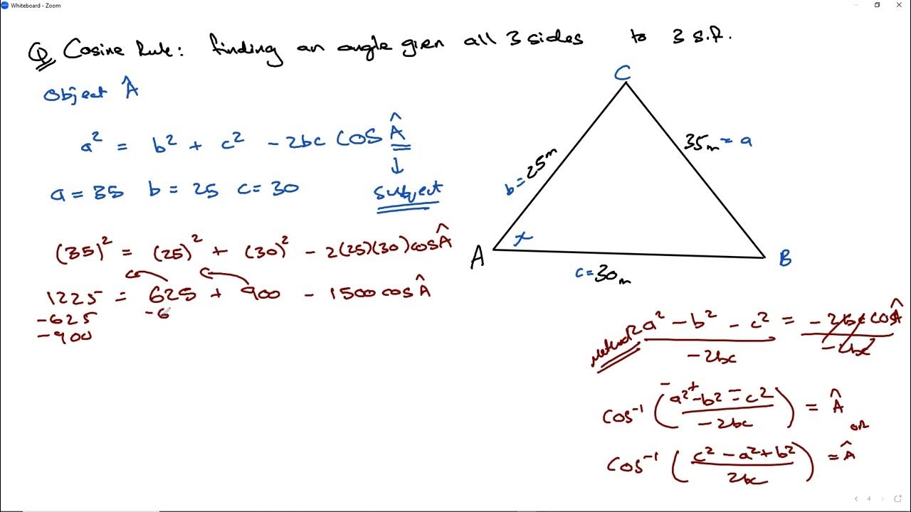 Cosine rule: Finding the missing angle given the sides - YouTube