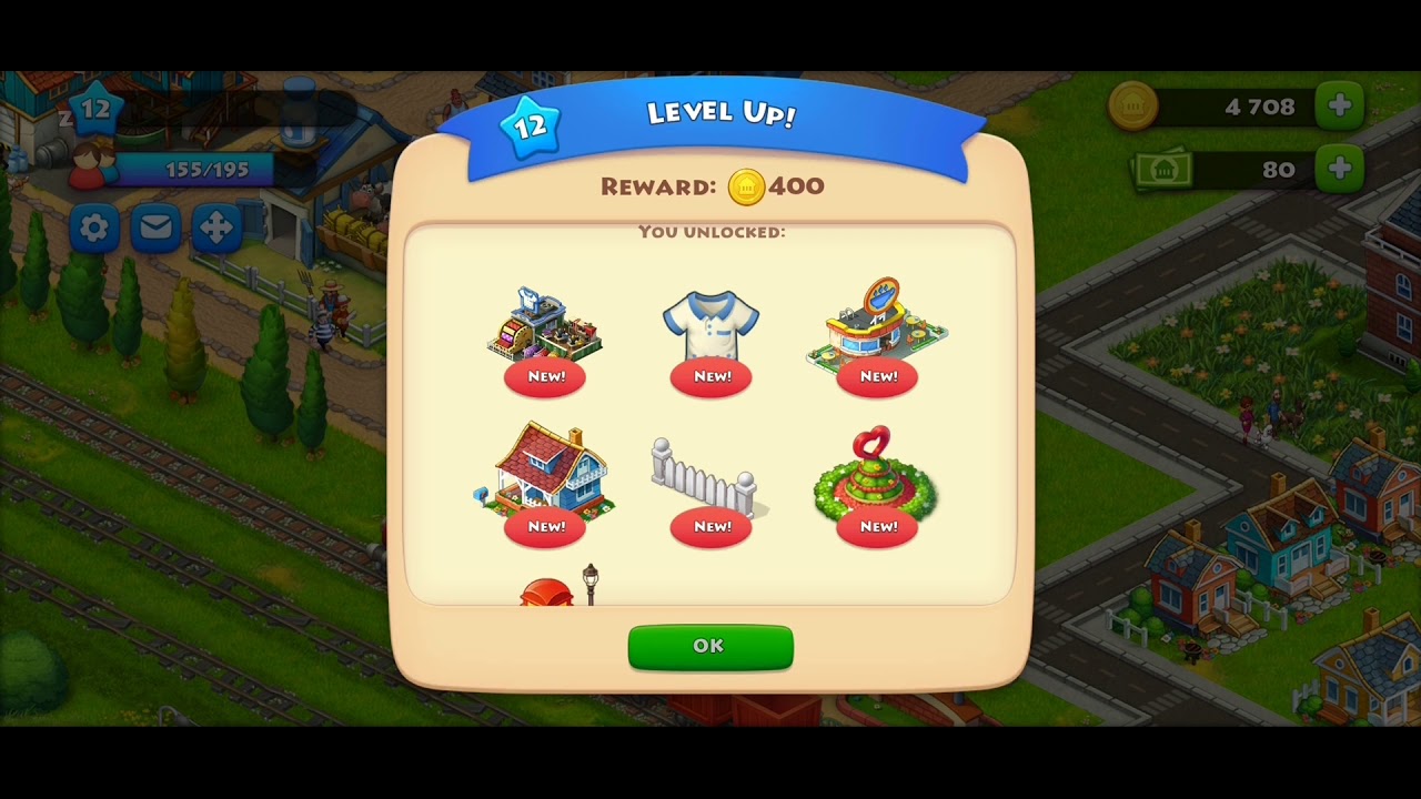 Township Level up 12 collecting achievement rewards - YouTube