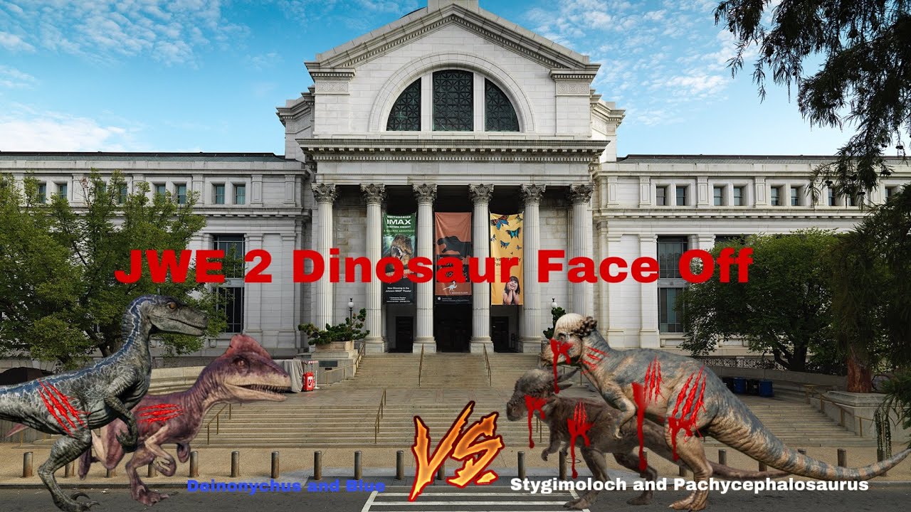 JWE 2 Dinosaur Face Off Deinonychus and Blue VS Pachycephalosaurus and ...
