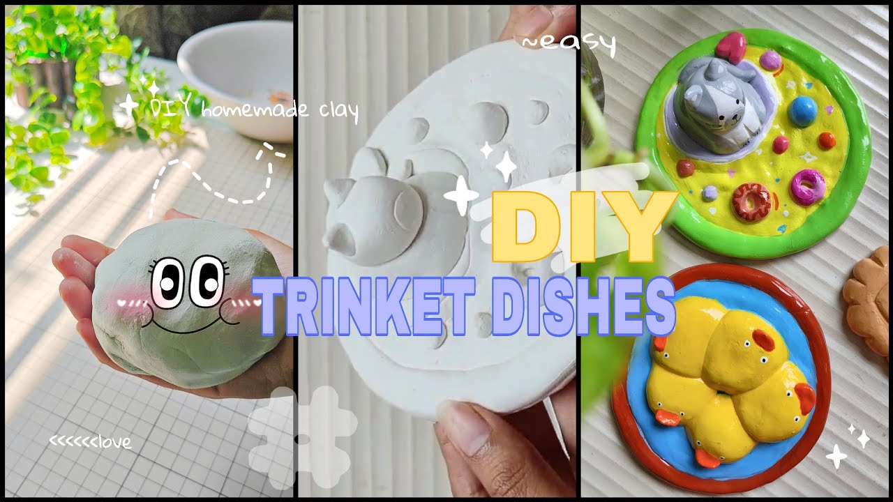 HOW TO MAKE TRINKET DISHES with homemade clay 💕 - YouTube